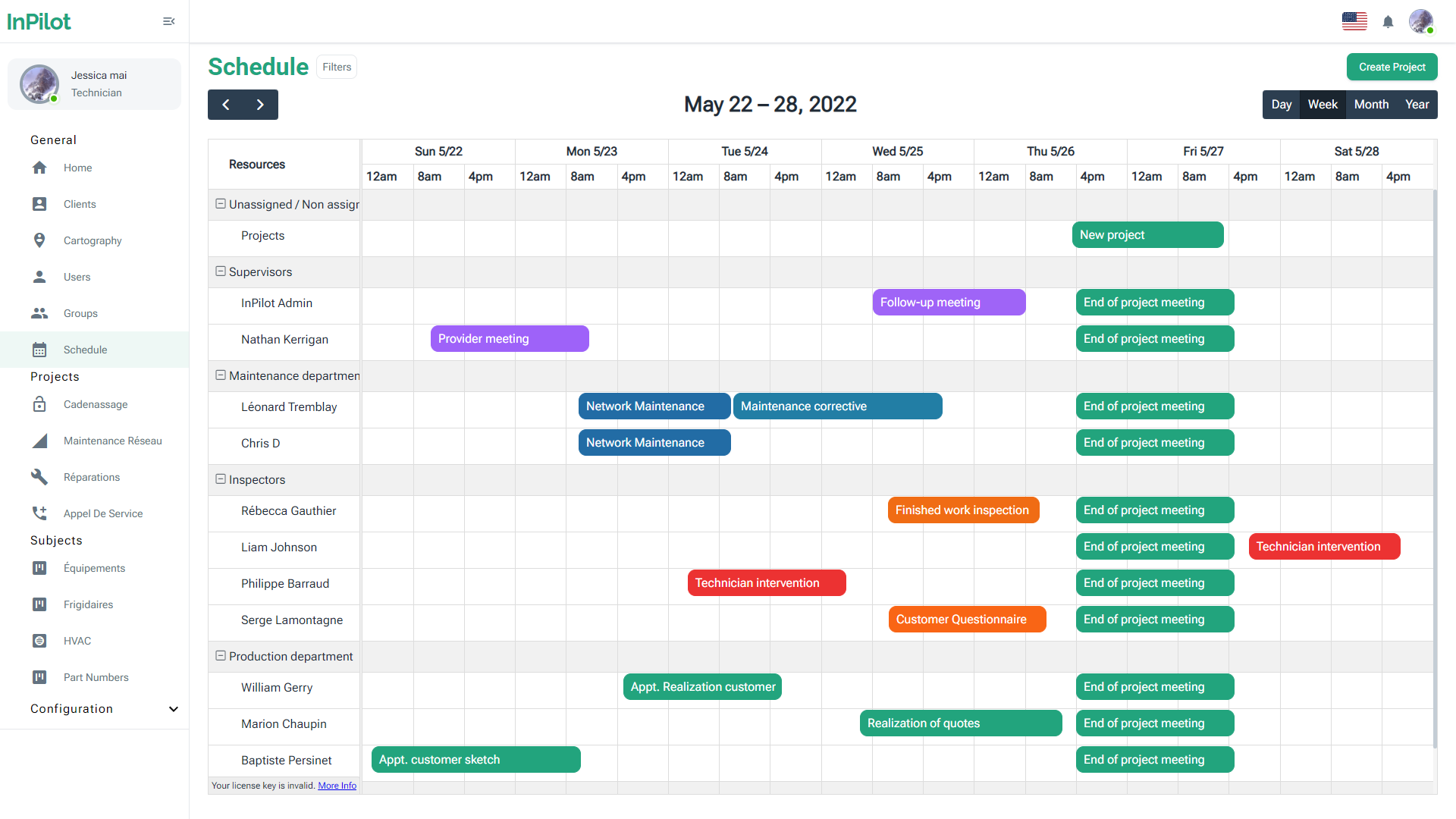 InPilot scheduling module - InPilot